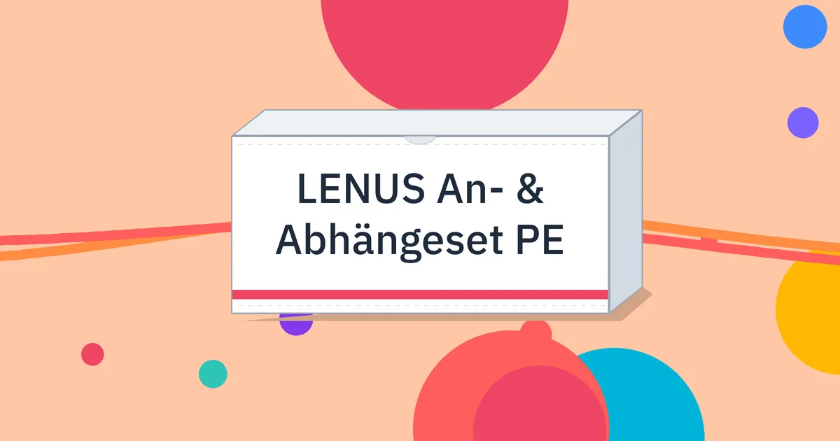 Symbolbild: Packung mit der Aufschrift LENUS An- & Abhängeset PE (PZN 18702352) – Verfügbarkeit und Bezug in Apotheken in Frankfurt am Main