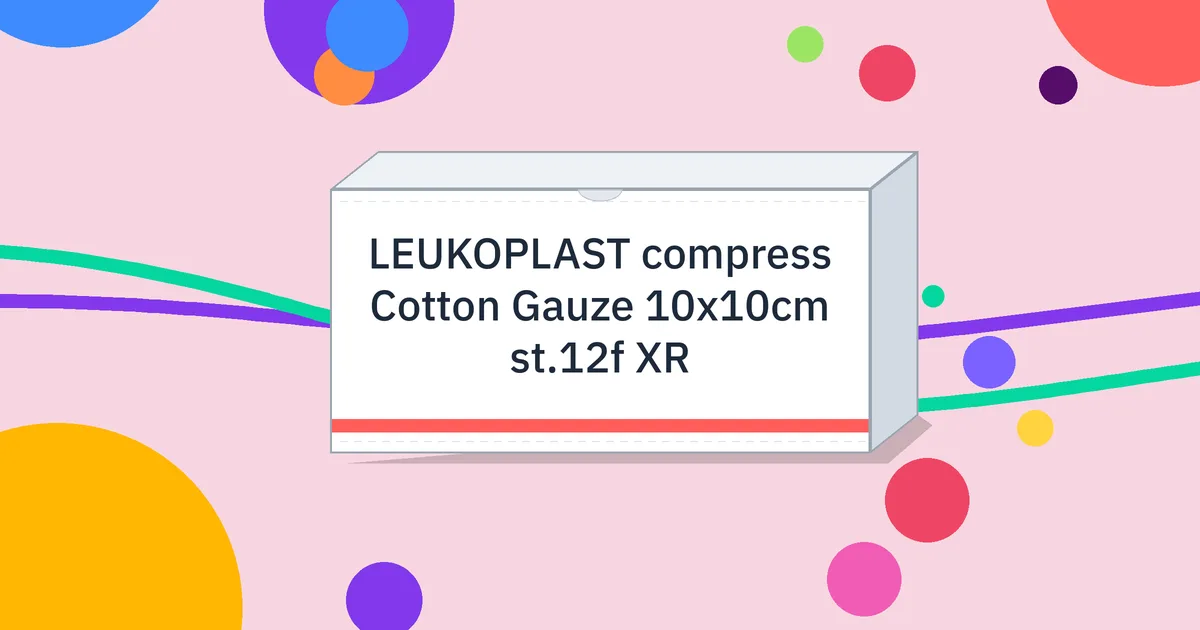 Symbolbild: Packung mit der Aufschrift LEUKOPLAST compress Cotton Gauze 10x10cm st.12f XR (PZN 17207981) – Verfügbarkeit und Bezug in Apotheken in Frankfurt am Main