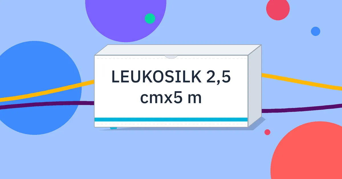 Symbolbild: Packung mit der Aufschrift LEUKOSILK 2,5 cmx5 m (PZN 16833297) – Verfügbarkeit und Bezug in Apotheken in Frankfurt am Main