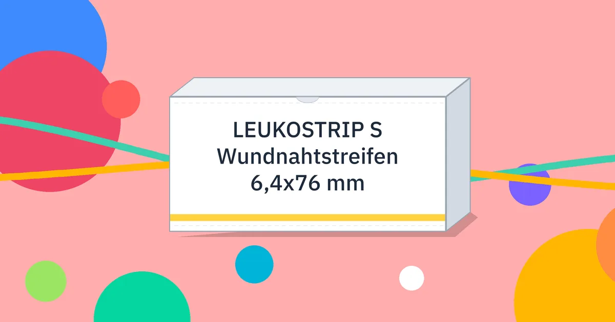 Symbolbild: Packung mit der Aufschrift LEUKOSTRIP S Wundnahtstreifen 6,4x76 mm (PZN 14373118) – Verfügbarkeit und Bezug in Apotheken in Frankfurt am Main