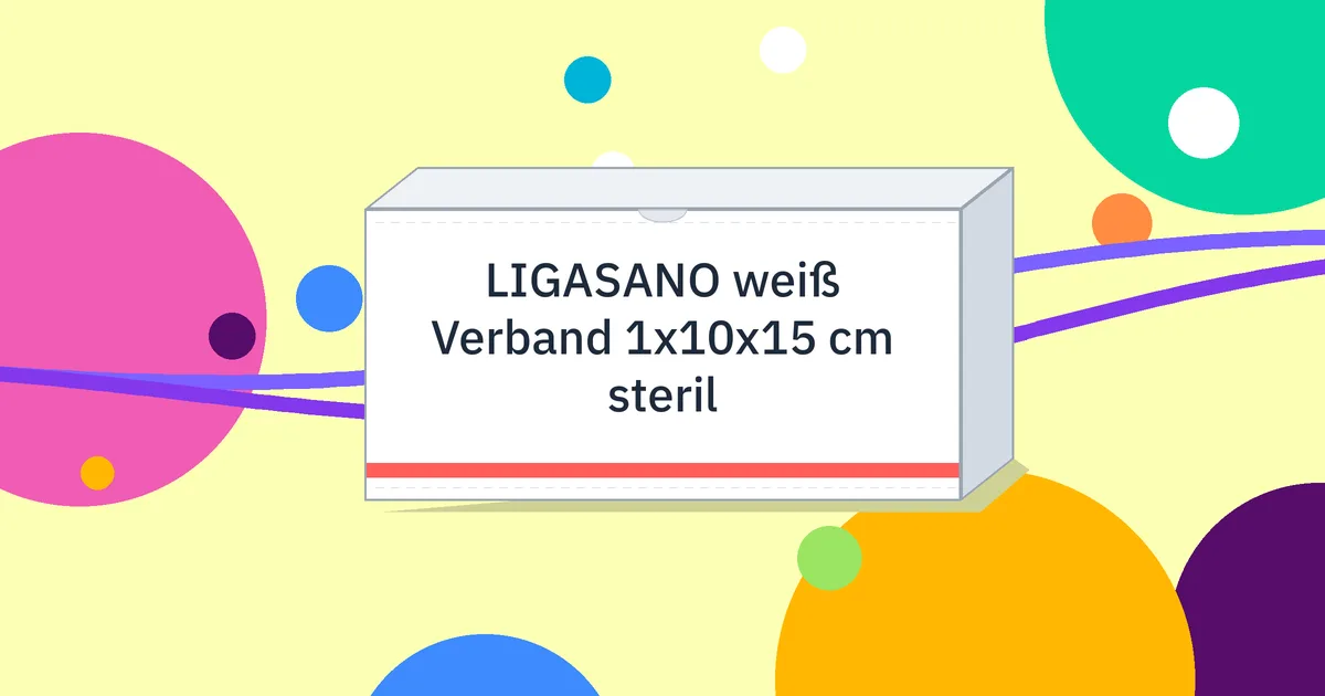 Symbolbild: Packung mit der Aufschrift LIGASANO weiß Verband 1x10x15 cm steril (PZN 19452271) – Verfügbarkeit und Bezug in Apotheken in Frankfurt am Main