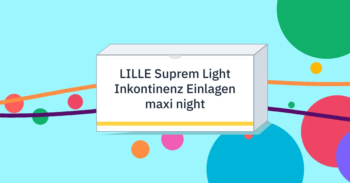 Symbolbild: Packung mit der Aufschrift LILLE Suprem Light Inkontinenz Einlagen maxi night (PZN 19202516) – Verfügbarkeit und Bezug in Apotheken in Frankfurt am Main