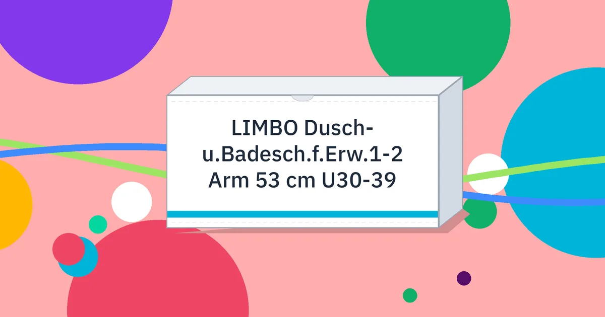 Symbolbild: Packung mit der Aufschrift LIMBO Dusch-u.Badesch.f.Erw.1-2 Arm 53 cm U30-39 (PZN 13234099) – Verfügbarkeit und Bezug in Apotheken in Frankfurt am Main