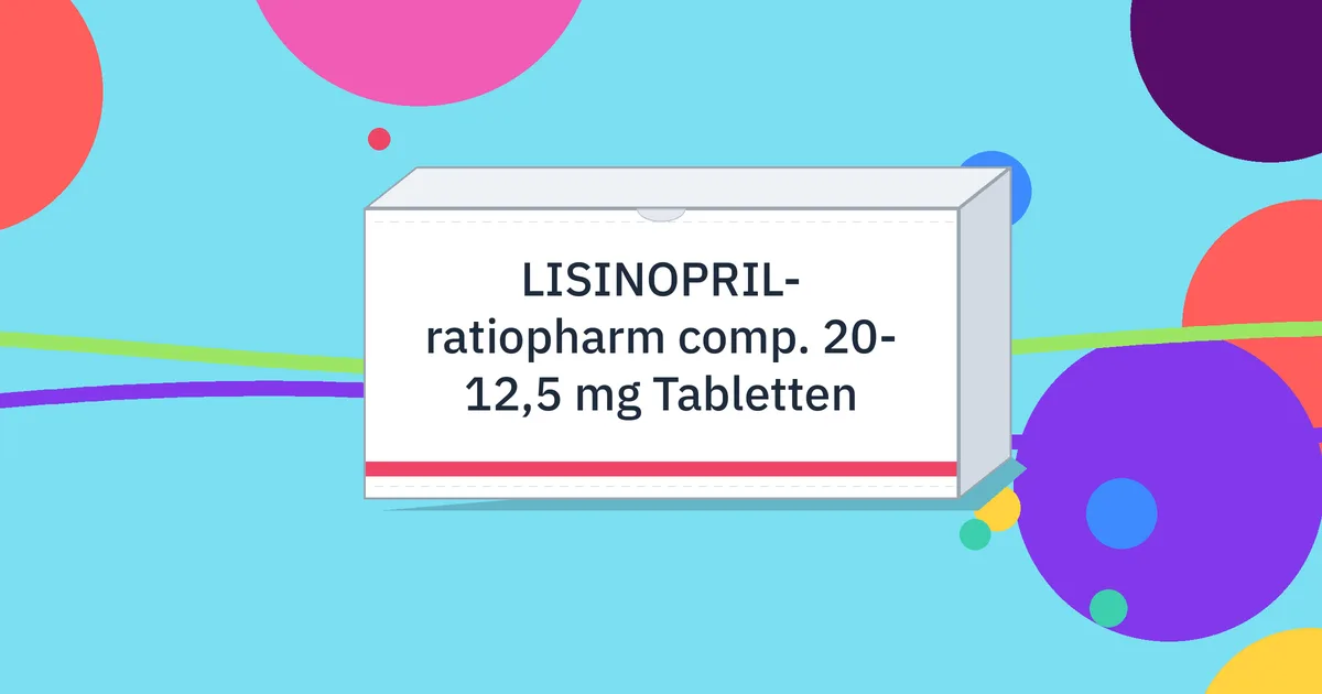 Symbolbild: Packung mit der Aufschrift LISINOPRIL-ratiopharm comp. 20-12,5 mg Tabletten (PZN 01667083) – Verfügbarkeit und Bezug in Apotheken in Frankfurt am Main