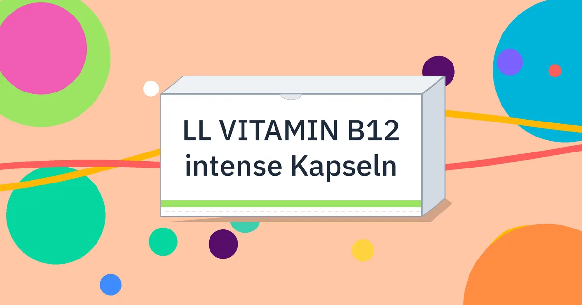Symbolbild: Packung mit der Aufschrift LL VITAMIN B12 intense Kapseln (PZN 19349455) – Verfügbarkeit und Bezug in Apotheken in Frankfurt am Main
