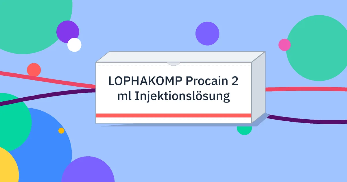Symbolbild: Packung mit der Aufschrift LOPHAKOMP Procain 2 ml Injektionslösung (PZN 00123926) – Verfügbarkeit und Bezug in Apotheken in Frankfurt am Main