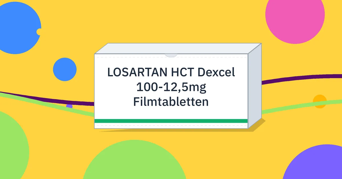 Symbolbild: Packung mit der Aufschrift LOSARTAN HCT Dexcel 100-12,5mg Filmtabletten (PZN 08999109) – Verfügbarkeit und Bezug in Apotheken in Frankfurt am Main