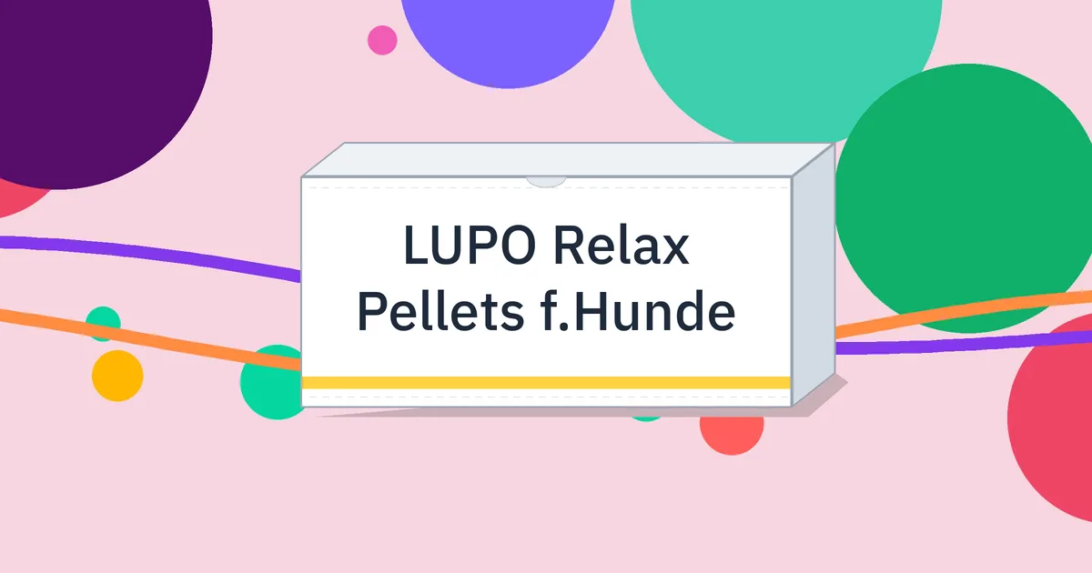 Symbolbild: Packung mit der Aufschrift LUPO Relax Pellets f.Hunde (PZN 19252081) – Verfügbarkeit und Bezug in Apotheken in Frankfurt am Main