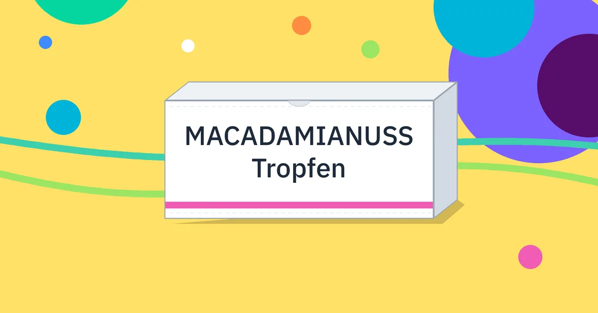 Symbolbild: Packung mit der Aufschrift MACADAMIANUSS Tropfen (PZN 19418765) – Verfügbarkeit und Bezug in Apotheken in Frankfurt am Main