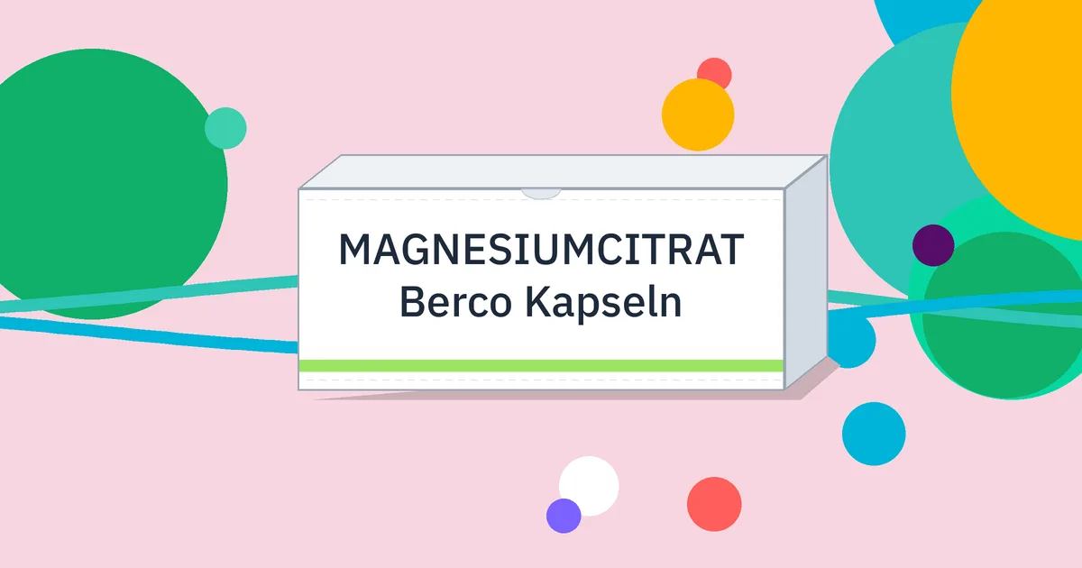 Symbolbild: Packung mit der Aufschrift MAGNESIUMCITRAT Berco Kapseln (PZN 02437497) – Verfügbarkeit und Bezug in Apotheken in Frankfurt am Main