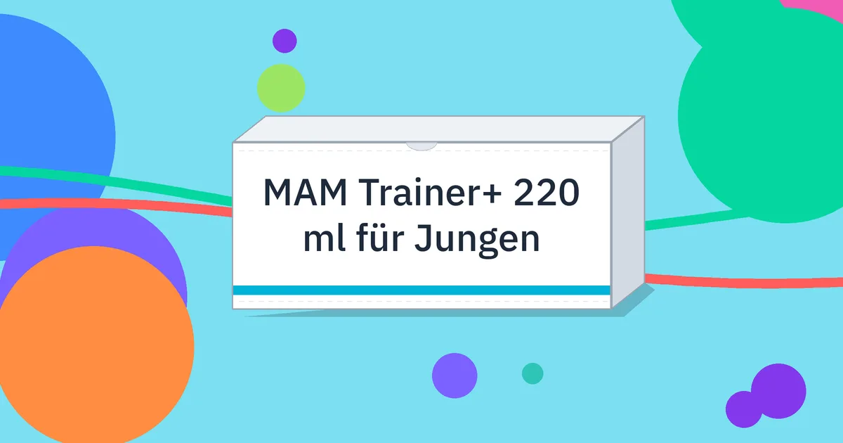 Symbolbild: Packung mit der Aufschrift MAM Trainer+ 220 ml für Jungen (PZN 12670585) – Verfügbarkeit und Bezug in Apotheken in Frankfurt am Main