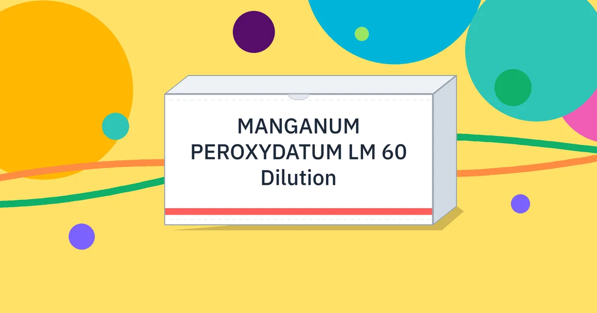 Symbolbild: Packung mit der Aufschrift MANGANUM PEROXYDATUM LM 60 Dilution (PZN 12945349) – Verfügbarkeit und Bezug in Apotheken in Frankfurt am Main