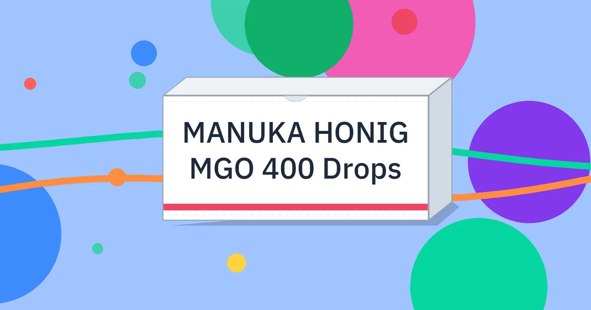 Symbolbild: Packung mit der Aufschrift MANUKA HONIG MGO 400 Drops (PZN 14299534) – Verfügbarkeit und Bezug in Apotheken in Frankfurt am Main