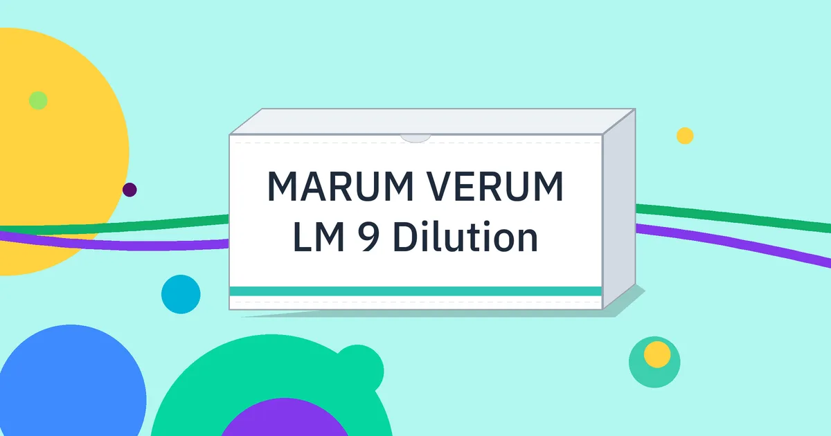 Symbolbild: Packung mit der Aufschrift MARUM VERUM LM 9 Dilution (PZN 12946461) – Verfügbarkeit und Bezug in Apotheken in Frankfurt am Main