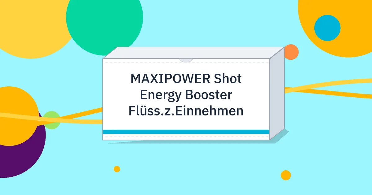 Symbolbild: Packung mit der Aufschrift MAXIPOWER Shot Energy Booster Flüss.z.Einnehmen (PZN 18709762) – Verfügbarkeit und Bezug in Apotheken in Frankfurt am Main