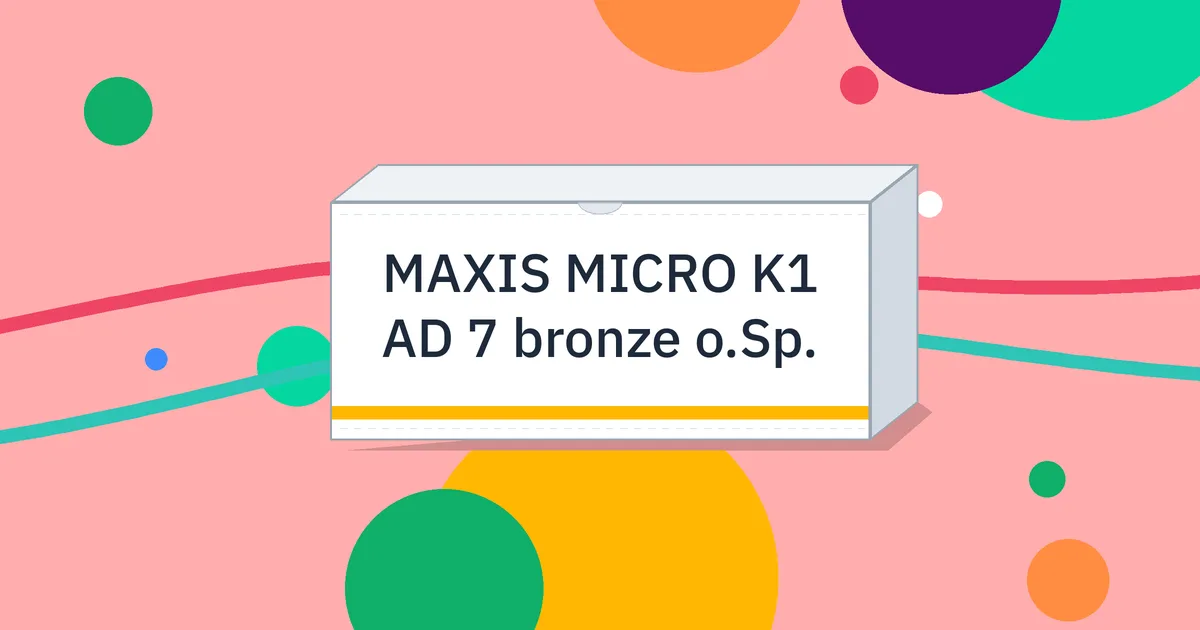 Symbolbild: Packung mit der Aufschrift MAXIS MICRO K1 AD 7 bronze o.Sp. (PZN 17671974) – Verfügbarkeit und Bezug in Apotheken in Frankfurt am Main