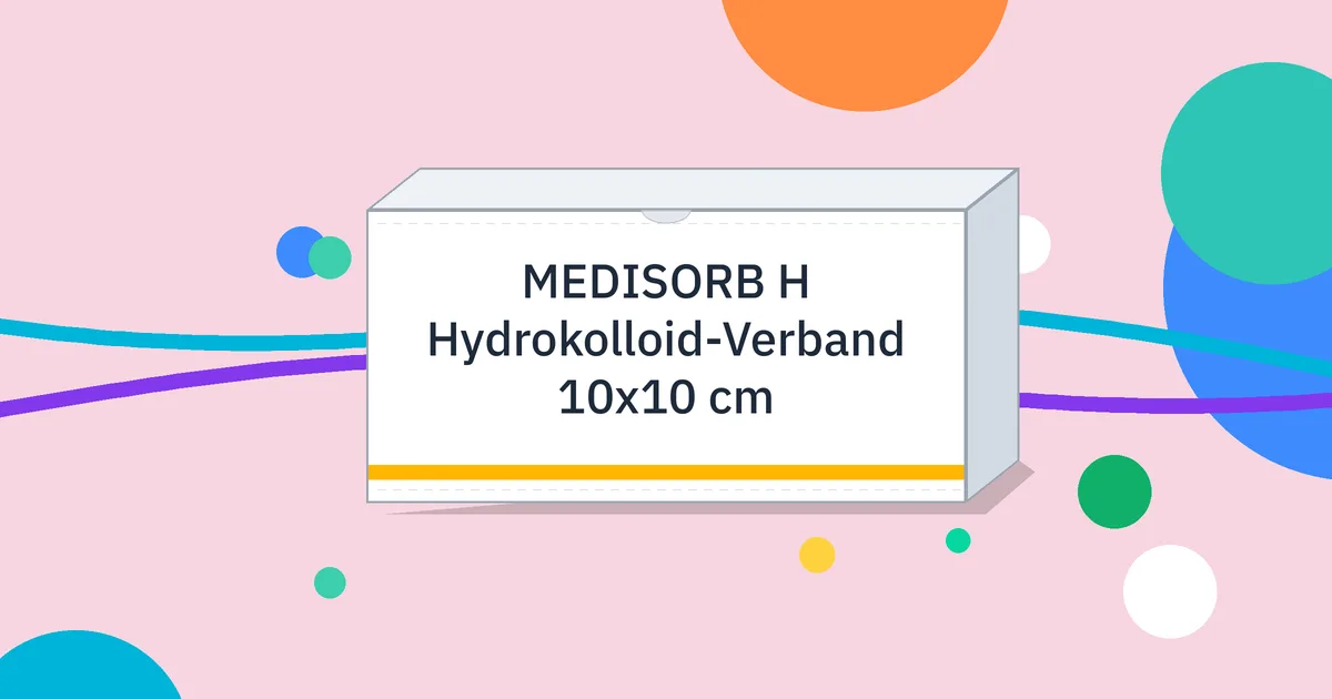 Symbolbild: Packung mit der Aufschrift MEDISORB H Hydrokolloid-Verband 10x10 cm (PZN 12700501) – Verfügbarkeit und Bezug in Apotheken in Frankfurt am Main