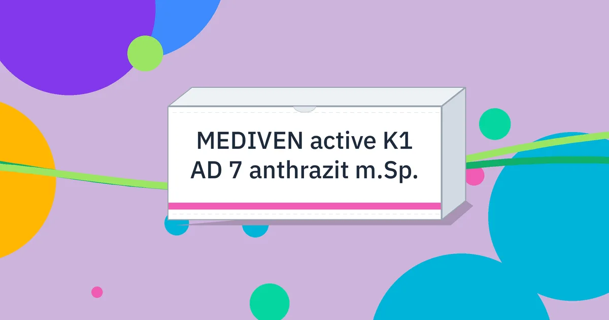 Symbolbild: Packung mit der Aufschrift MEDIVEN active K1 AD 7 anthrazit m.Sp. (PZN 14553033) – Verfügbarkeit und Bezug in Apotheken in Frankfurt am Main