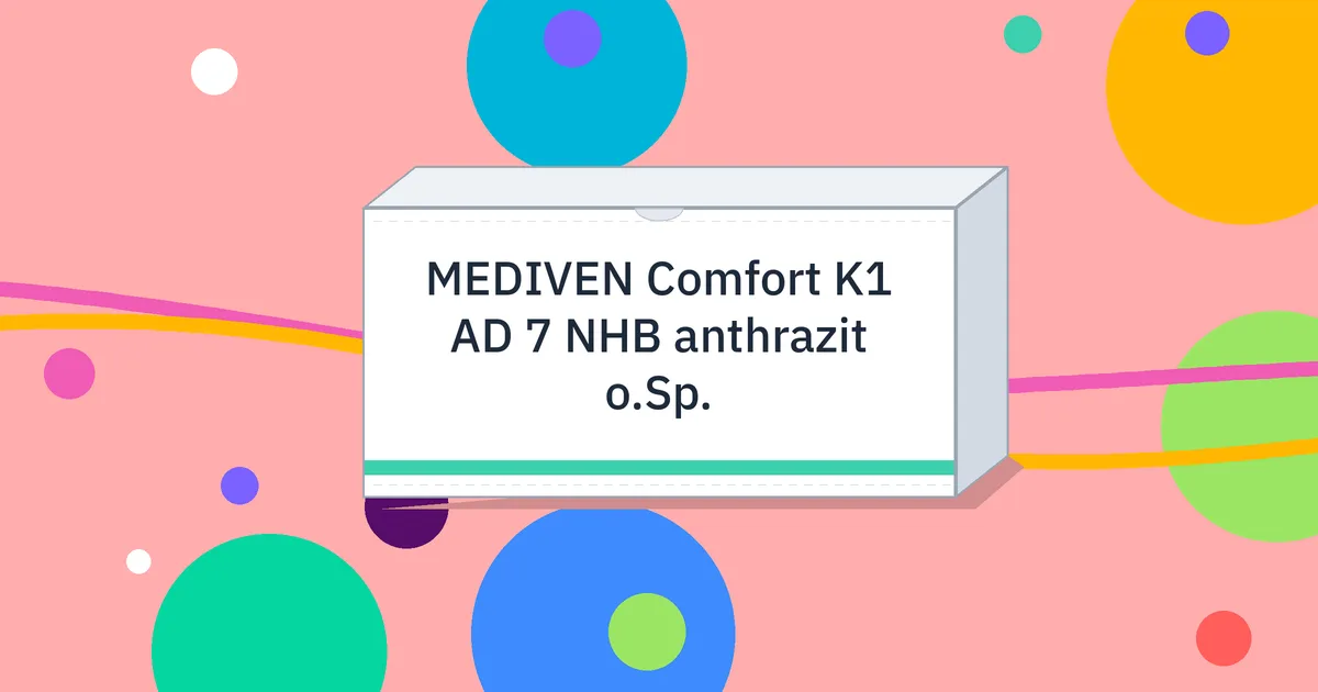 Symbolbild: Packung mit der Aufschrift MEDIVEN Comfort K1 AD 7 NHB anthrazit o.Sp. (PZN 14559917) – Verfügbarkeit und Bezug in Apotheken in Frankfurt am Main