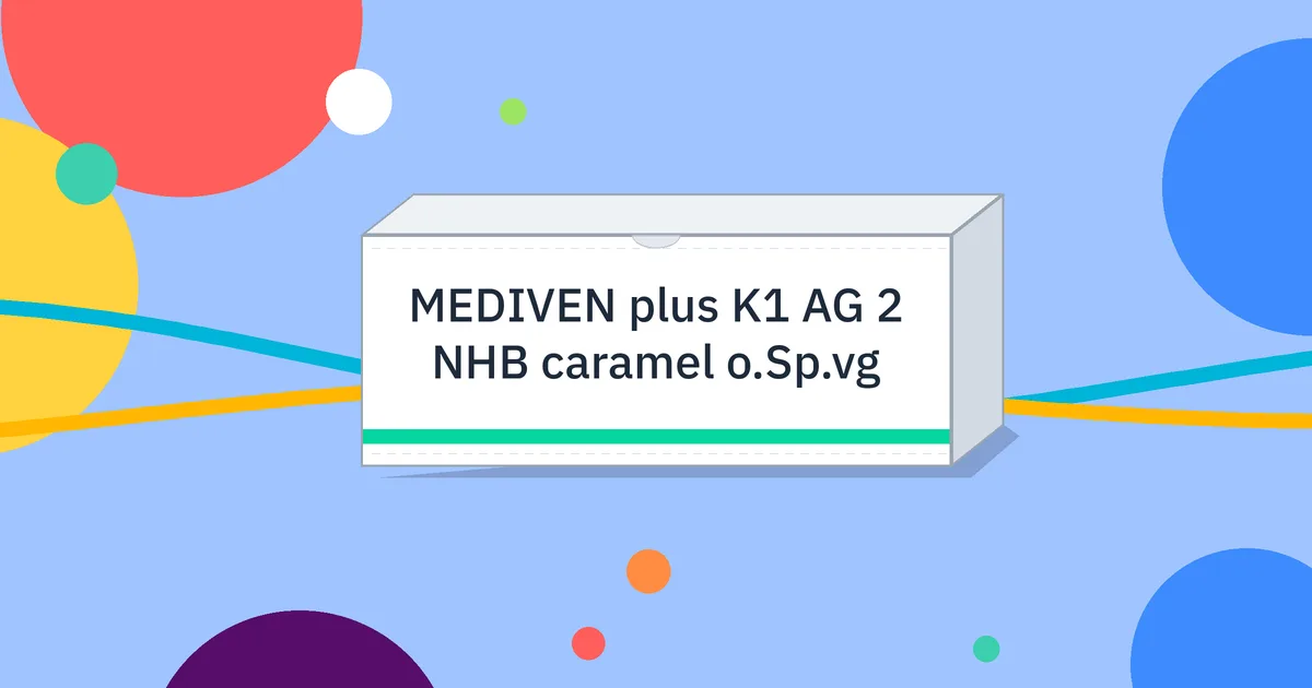 Symbolbild: Packung mit der Aufschrift MEDIVEN plus K1 AG 2 NHB caramel o.Sp.vg (PZN 15922389) – Verfügbarkeit und Bezug in Apotheken in Frankfurt am Main