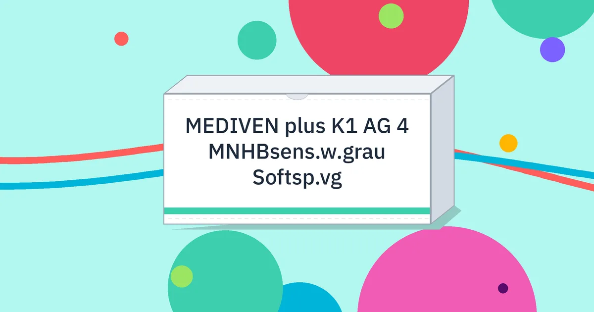 Symbolbild: Packung mit der Aufschrift MEDIVEN plus K1 AG 4 MNHBsens.w.grau Softsp.vg (PZN 18941312) – Verfügbarkeit und Bezug in Apotheken in Frankfurt am Main