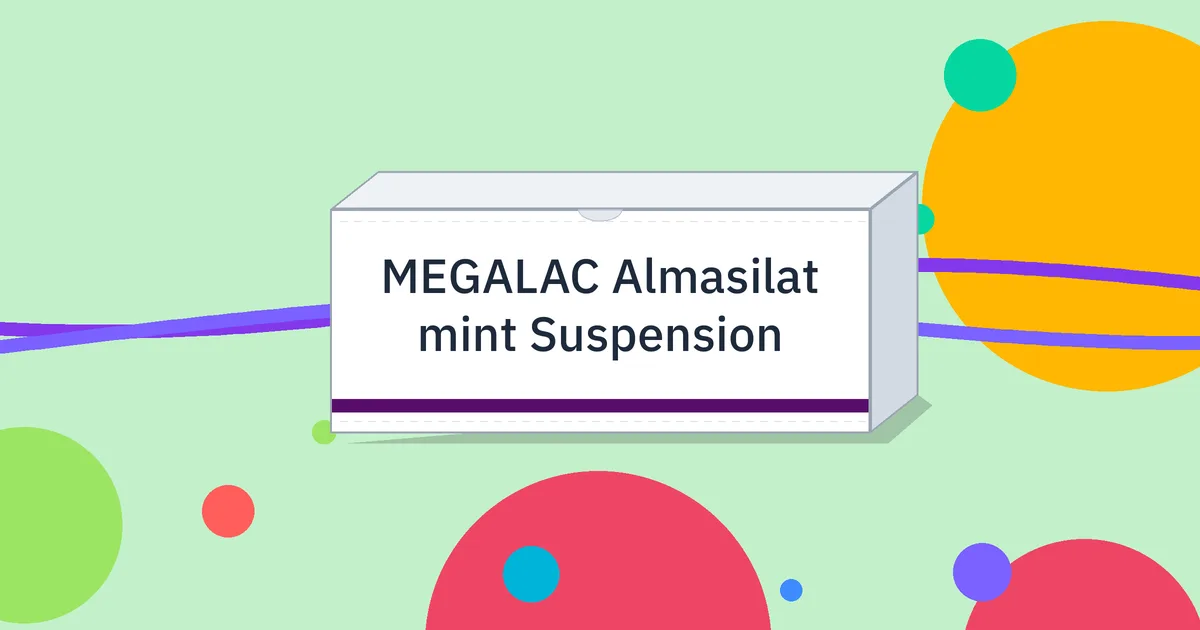 Symbolbild: Packung mit der Aufschrift MEGALAC Almasilat mint Suspension (PZN 04745777) – Verfügbarkeit und Bezug in Apotheken in Frankfurt am Main