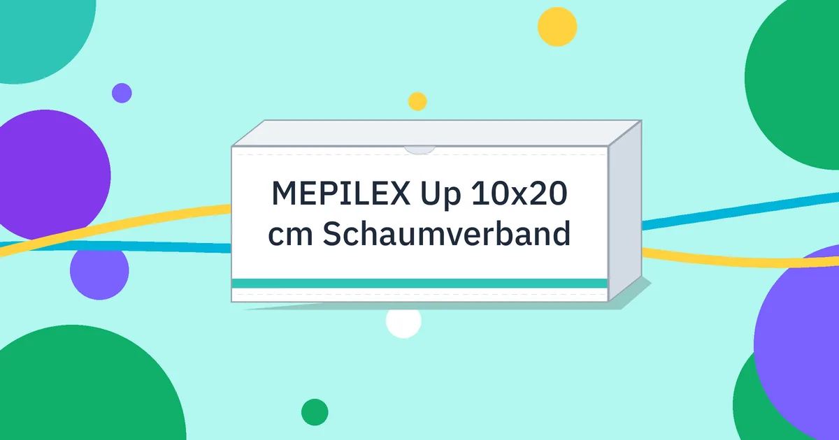 Symbolbild: Packung mit der Aufschrift MEPILEX Up 10x20 cm Schaumverband (PZN 20354740) – Verfügbarkeit und Bezug in Apotheken in Frankfurt am Main