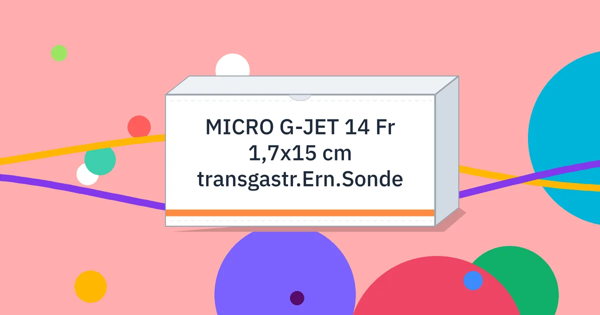 Symbolbild: Packung mit der Aufschrift MICRO G-JET 14 Fr 1,7x15 cm transgastr.Ern.Sonde (PZN 17818265) – Verfügbarkeit und Bezug in Apotheken in Frankfurt am Main