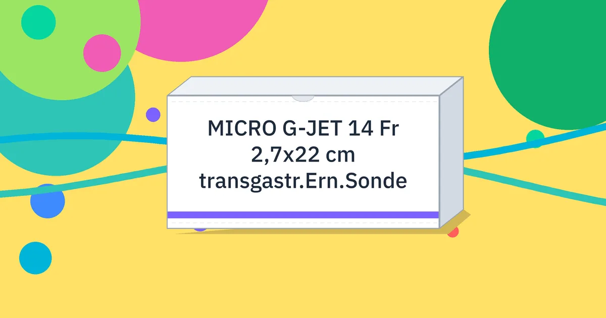 Symbolbild: Packung mit der Aufschrift MICRO G-JET 14 Fr 2,7x22 cm transgastr.Ern.Sonde (PZN 17818609) – Verfügbarkeit und Bezug in Apotheken in Frankfurt am Main