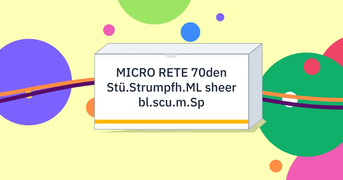 Symbolbild: Packung mit der Aufschrift MICRO RETE 70den Stü.Strumpfh.ML sheer bl.scu.m.Sp (PZN 06450224) – Verfügbarkeit und Bezug in Apotheken in Frankfurt am Main