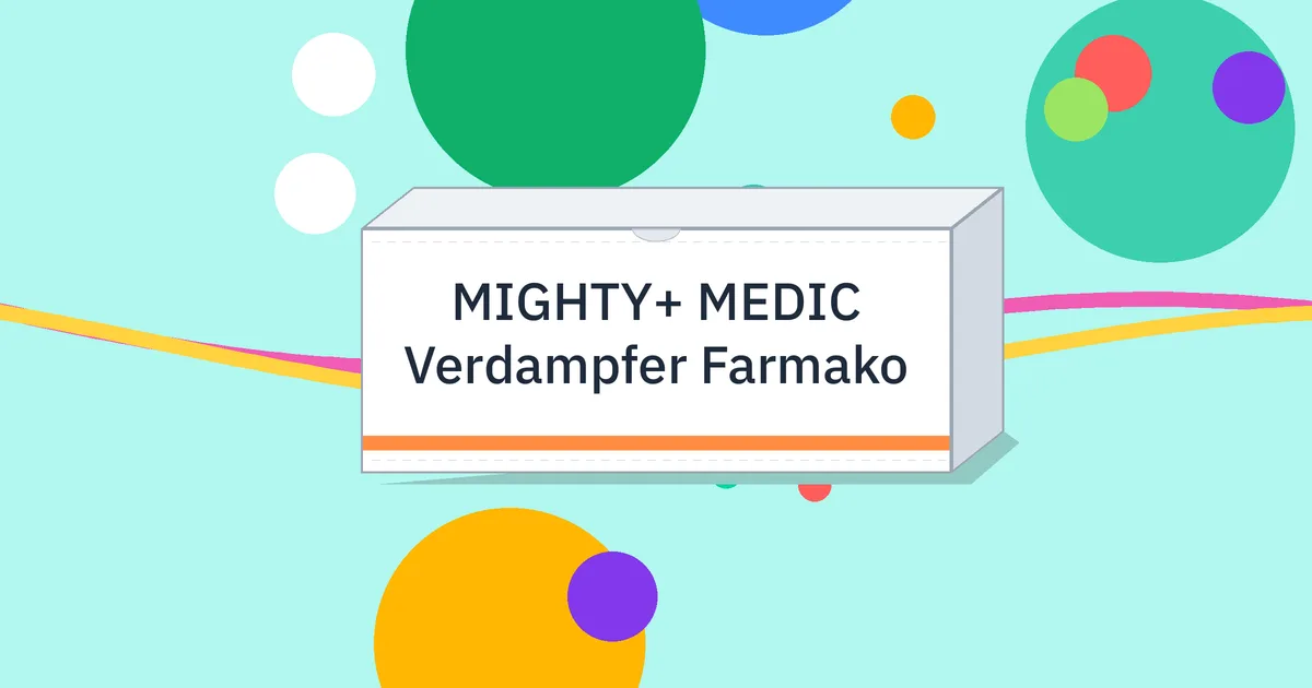 Symbolbild: Packung mit der Aufschrift MIGHTY+ MEDIC Verdampfer Farmako (PZN 20642485) – Verfügbarkeit und Bezug in Apotheken in Frankfurt am Main