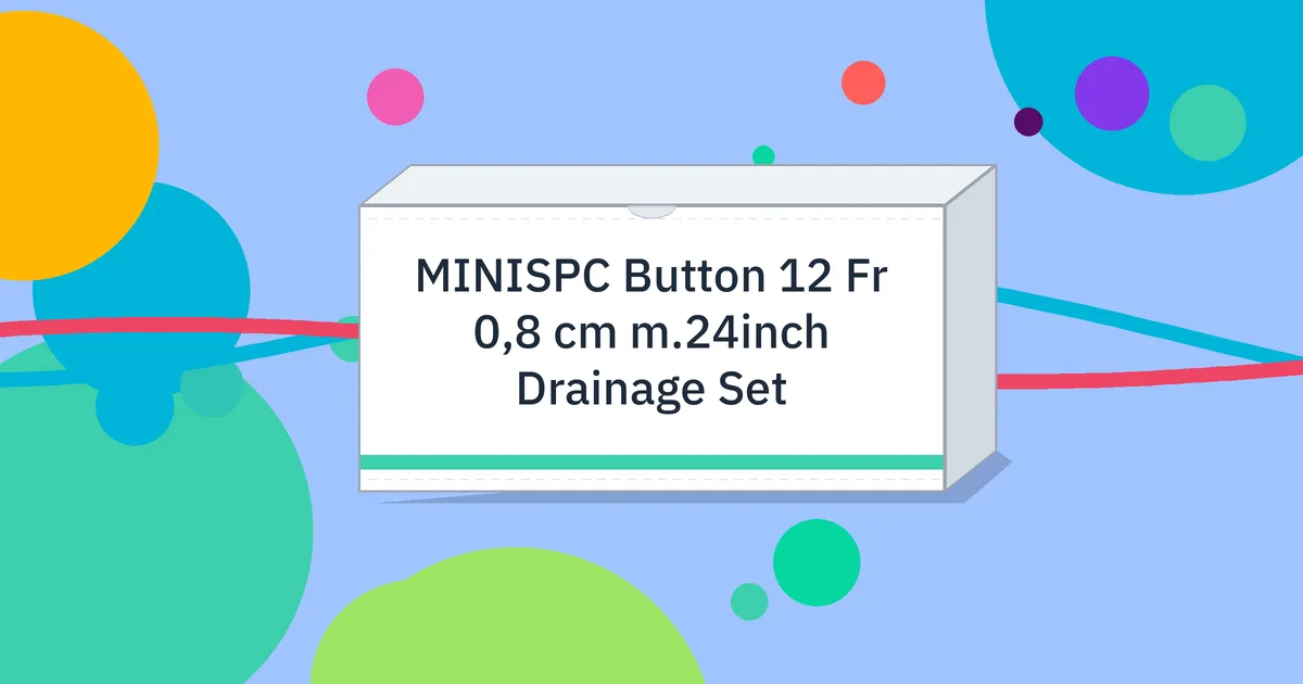 Symbolbild: Packung mit der Aufschrift MINISPC Button 12 Fr 0,8 cm m.24inch Drainage Set (PZN 20821503) – Verfügbarkeit und Bezug in Apotheken in Frankfurt am Main