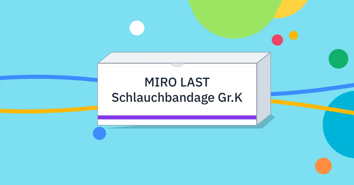 Symbolbild: Packung mit der Aufschrift MIRO LAST Schlauchbandage Gr.K (PZN 06855725) – Verfügbarkeit und Bezug in Apotheken in Frankfurt am Main