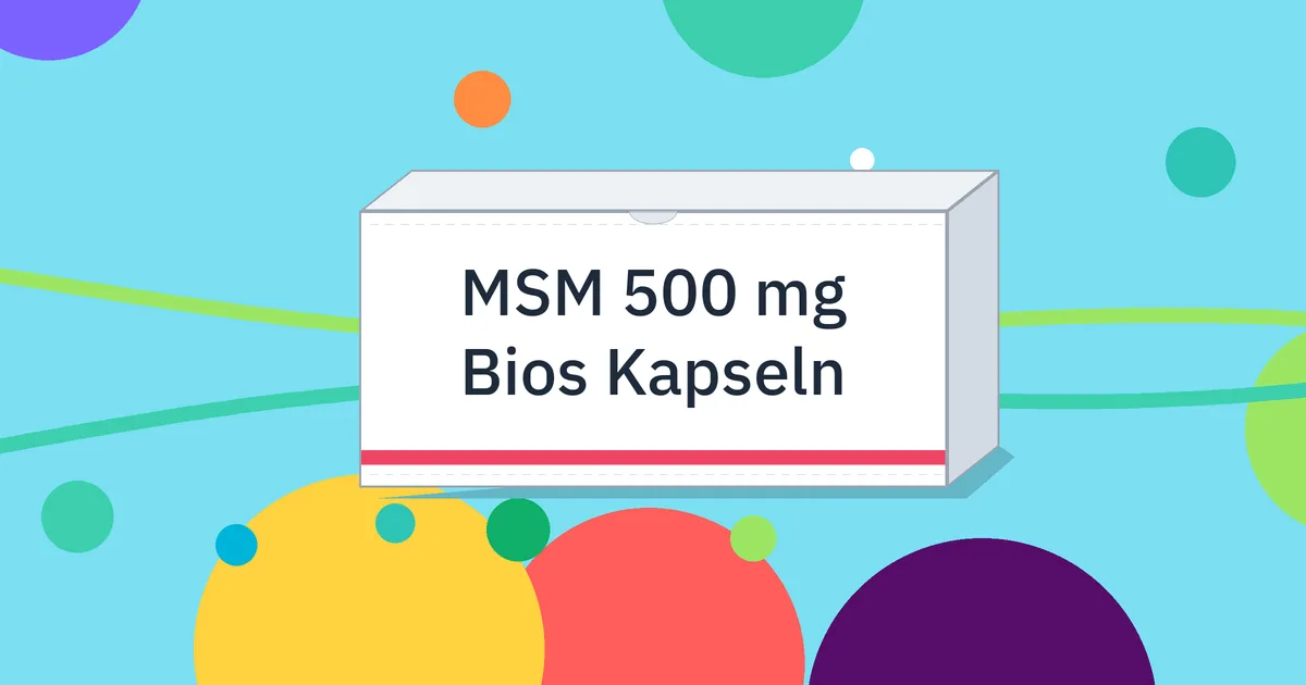 Symbolbild: Packung mit der Aufschrift MSM 500 mg Bios Kapseln (PZN 05996062) – Verfügbarkeit und Bezug in Apotheken in Frankfurt am Main