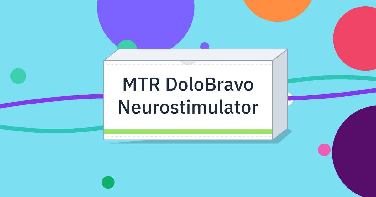 Symbolbild: Packung mit der Aufschrift MTR DoloBravo Neurostimulator (PZN 03626869) – Verfügbarkeit und Bezug in Apotheken in Frankfurt am Main