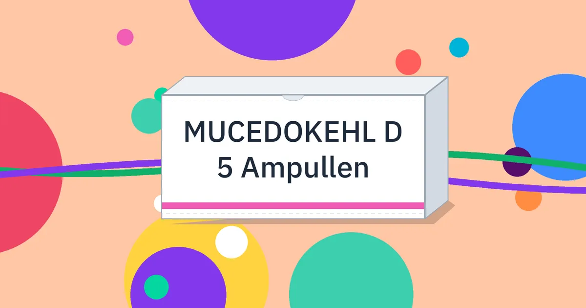Symbolbild: Packung mit der Aufschrift MUCEDOKEHL D 5 Ampullen (PZN 03483772) – Verfügbarkeit und Bezug in Apotheken in Frankfurt am Main