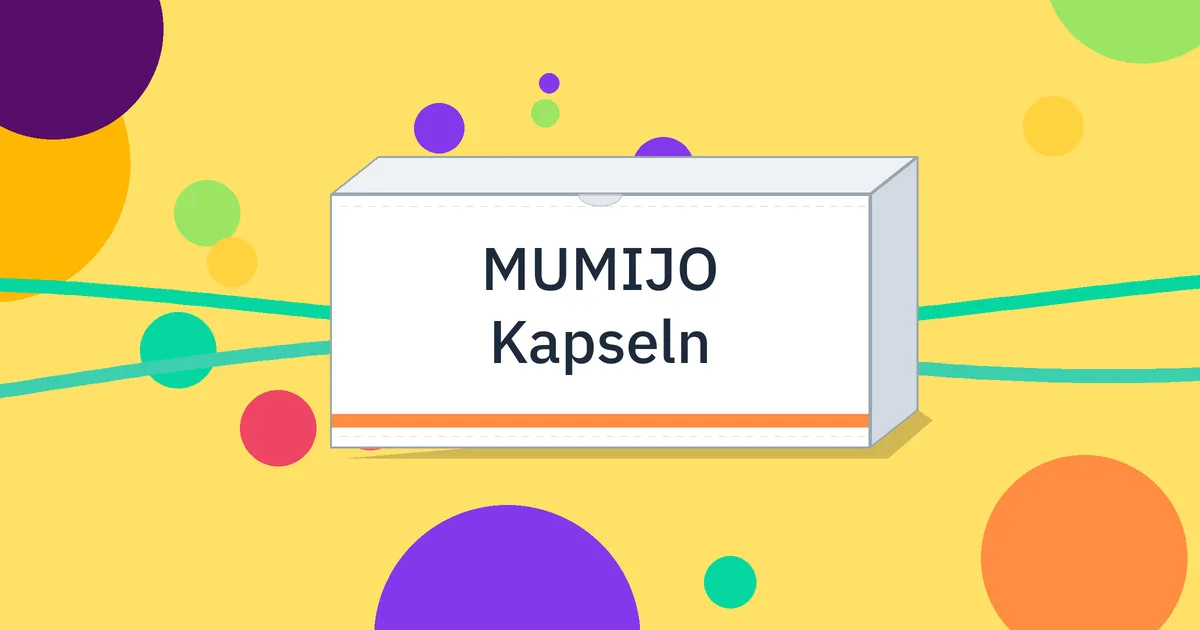 Symbolbild: Packung mit der Aufschrift MUMIJO Kapseln (PZN 09398978) – Verfügbarkeit und Bezug in Apotheken in Frankfurt am Main