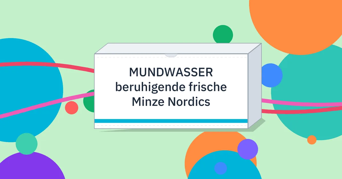 Symbolbild: Packung mit der Aufschrift MUNDWASSER beruhigende frische Minze Nordics (PZN 16677064) – Verfügbarkeit und Bezug in Apotheken in Frankfurt am Main