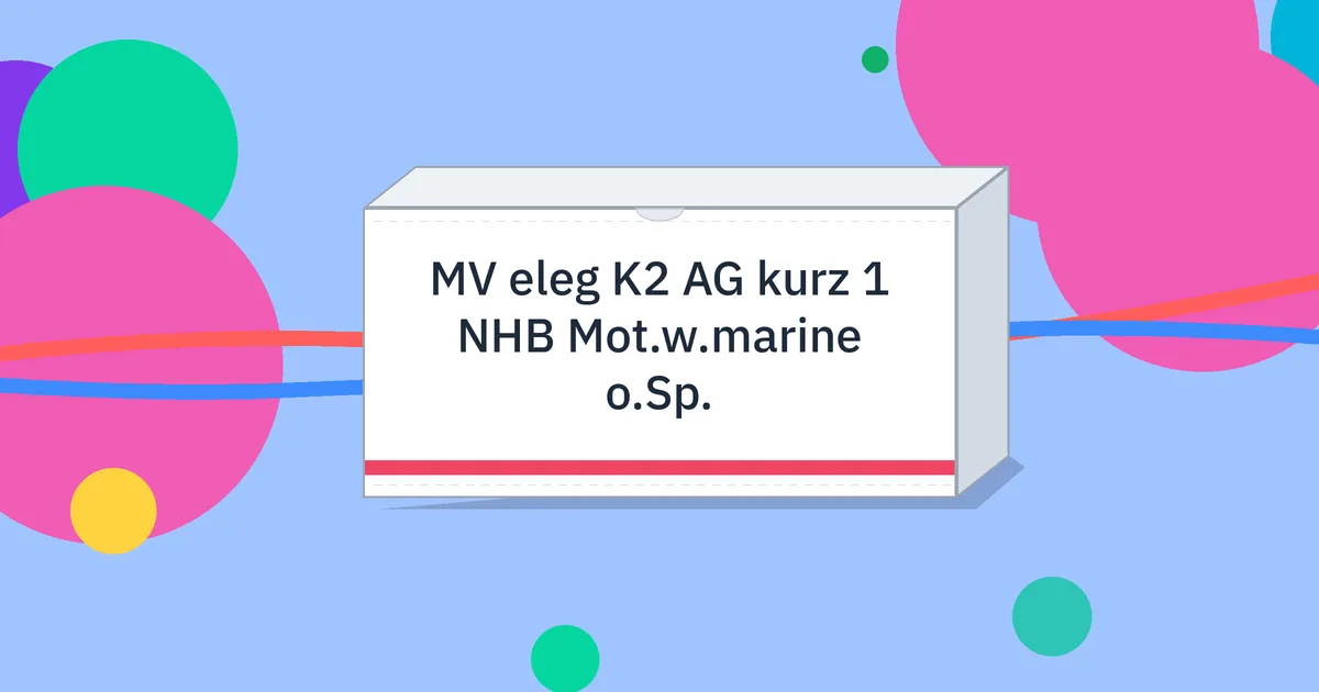 Symbolbild: Packung mit der Aufschrift MV eleg K2 AG kurz 1 NHB Mot.w.marine o.Sp. (PZN 15713378) – Verfügbarkeit und Bezug in Apotheken in Frankfurt am Main