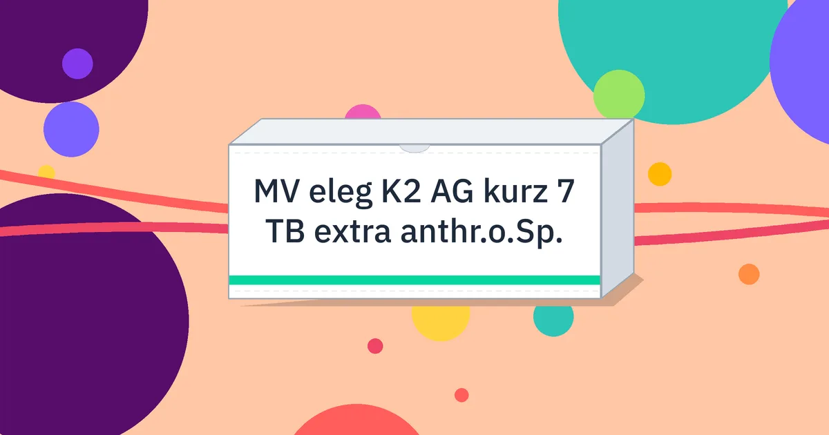 Symbolbild: Packung mit der Aufschrift MV eleg K2 AG kurz 7 TB extra anthr.o.Sp. (PZN 09878655) – Verfügbarkeit und Bezug in Apotheken in Frankfurt am Main