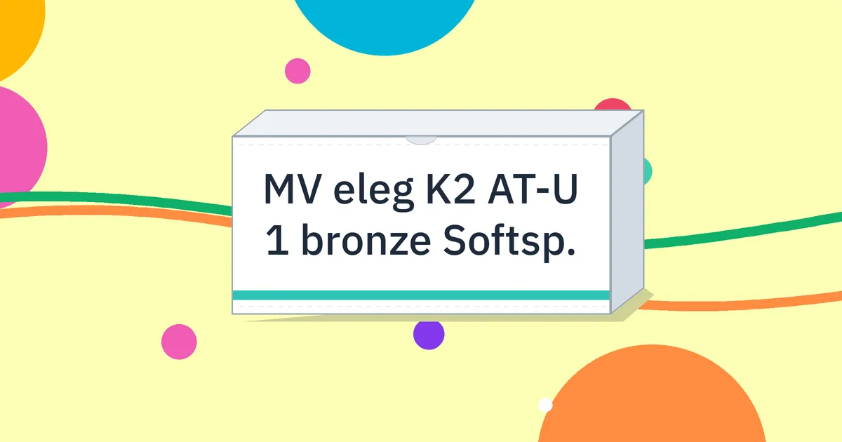 Symbolbild: Packung mit der Aufschrift MV eleg K2 AT-U 1 bronze Softsp. (PZN 15288662) – Verfügbarkeit und Bezug in Apotheken in Frankfurt am Main