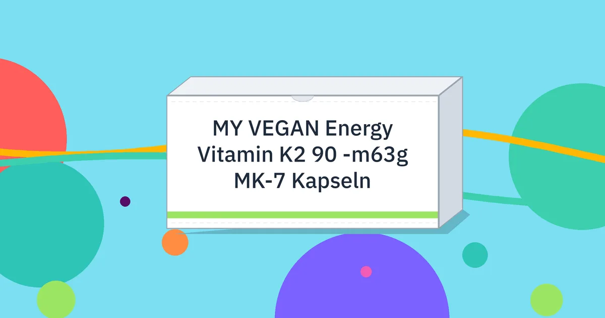 Symbolbild: Packung mit der Aufschrift MY VEGAN Energy Vitamin K2 90 -m63g MK-7 Kapseln (PZN 11556692) – Verfügbarkeit und Bezug in Apotheken in Frankfurt am Main