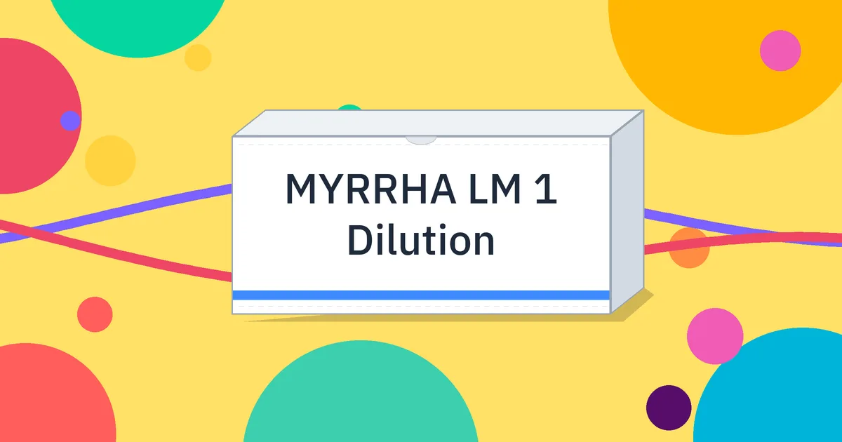 Symbolbild: Packung mit der Aufschrift MYRRHA LM 1 Dilution (PZN 12957430) – Verfügbarkeit und Bezug in Apotheken in Frankfurt am Main