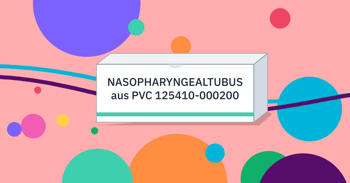 Symbolbild: Packung mit der Aufschrift NASOPHARYNGEALTUBUS aus PVC 125410-000200 (PZN 05031086) – Verfügbarkeit und Bezug in Apotheken in Frankfurt am Main