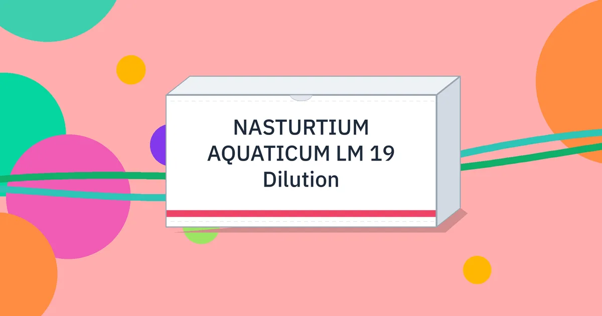 Symbolbild: Packung mit der Aufschrift NASTURTIUM AQUATICUM LM 19 Dilution (PZN 13616398) – Verfügbarkeit und Bezug in Apotheken in Frankfurt am Main