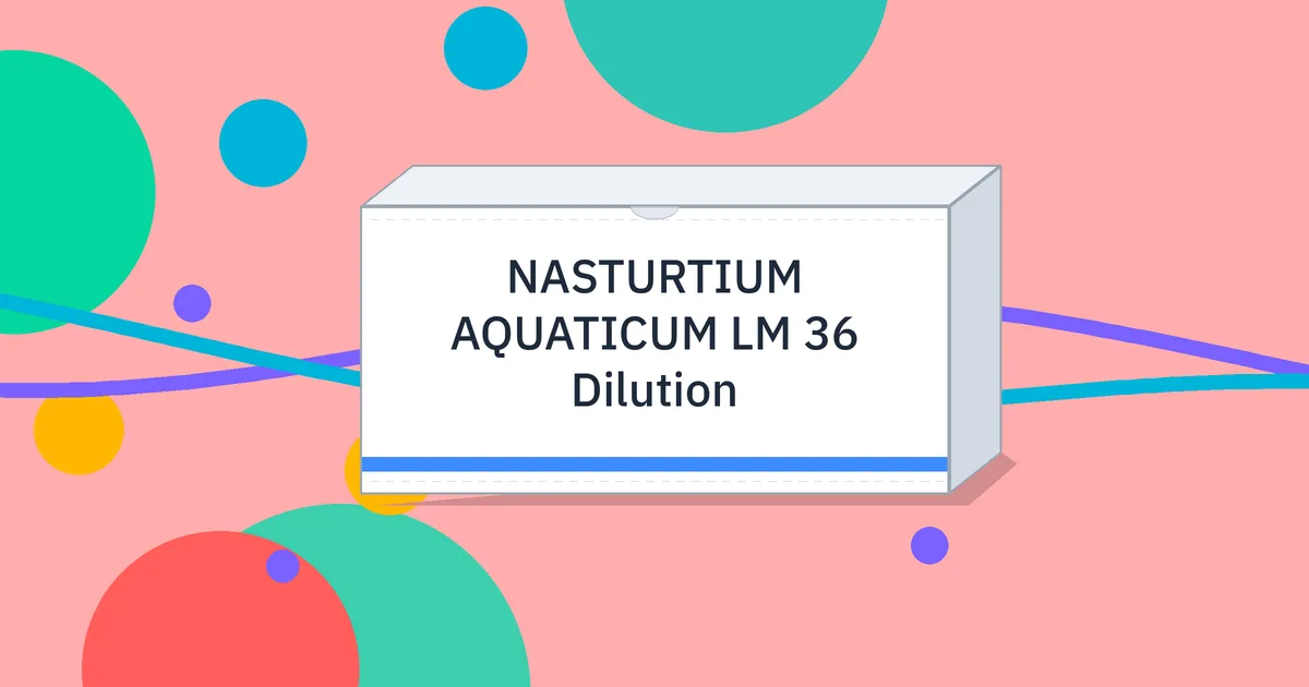 Symbolbild: Packung mit der Aufschrift NASTURTIUM AQUATICUM LM 36 Dilution (PZN 13616530) – Verfügbarkeit und Bezug in Apotheken in Frankfurt am Main