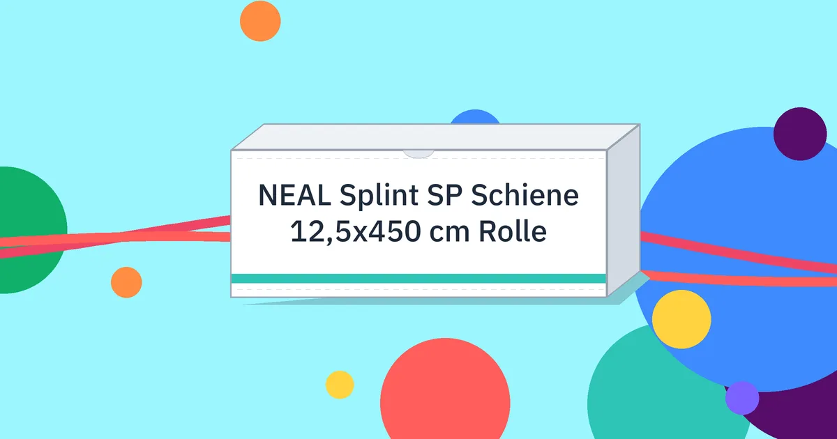 Symbolbild: Packung mit der Aufschrift NEAL Splint SP Schiene 12,5x450 cm Rolle (PZN 19098728) – Verfügbarkeit und Bezug in Apotheken in Frankfurt am Main
