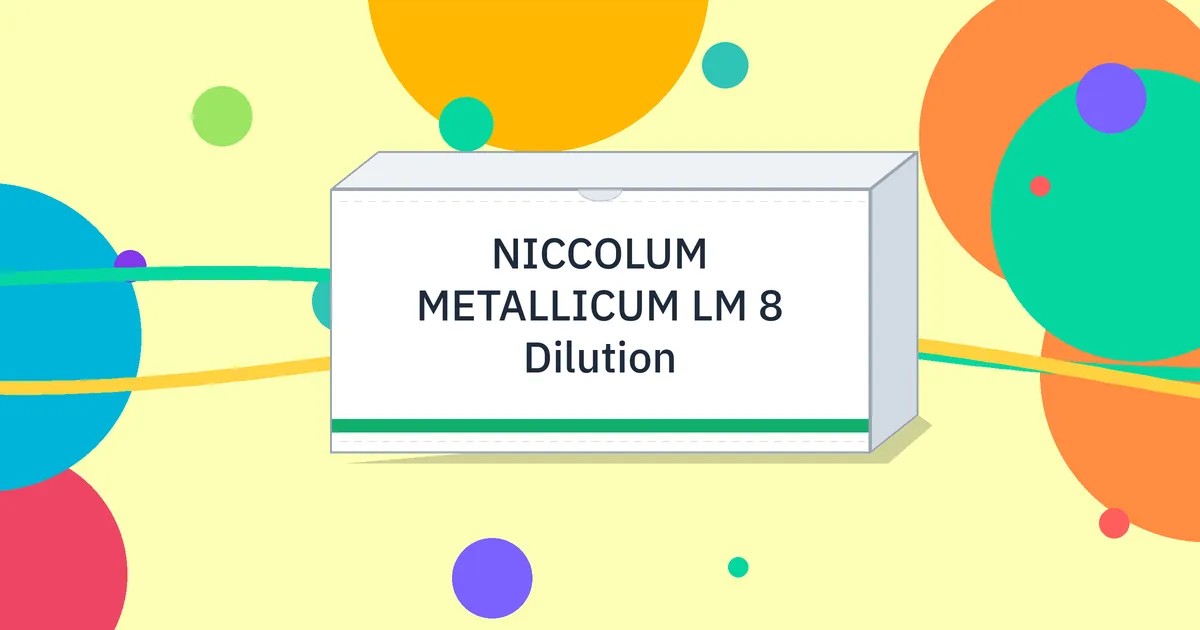 Symbolbild: Packung mit der Aufschrift NICCOLUM METALLICUM LM 8 Dilution (PZN 12968126) – Verfügbarkeit und Bezug in Apotheken in Frankfurt am Main