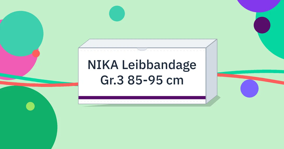 Symbolbild: Packung mit der Aufschrift NIKA Leibbandage Gr.3 85-95 cm (PZN 18172121) – Verfügbarkeit und Bezug in Apotheken in Frankfurt am Main