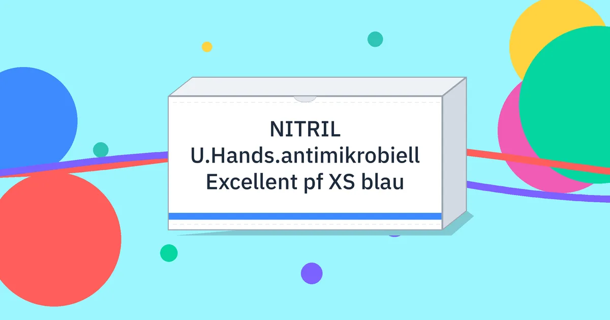 Symbolbild: Packung mit der Aufschrift NITRIL U.Hands.antimikrobiell Excellent pf XS blau (PZN 15270171) – Verfügbarkeit und Bezug in Apotheken in Frankfurt am Main
